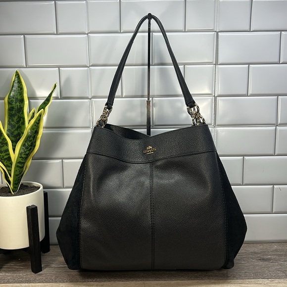 Coach | Bags | Coach Lexi Black Leather With Suede Sides Shoulder Bag ...
